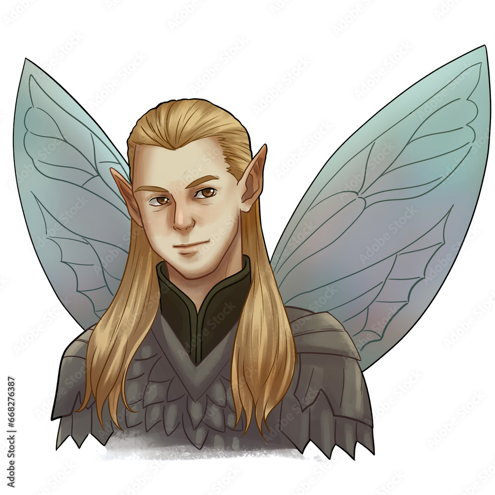 PNG transparent background fantasy character illustration. Male elf ...