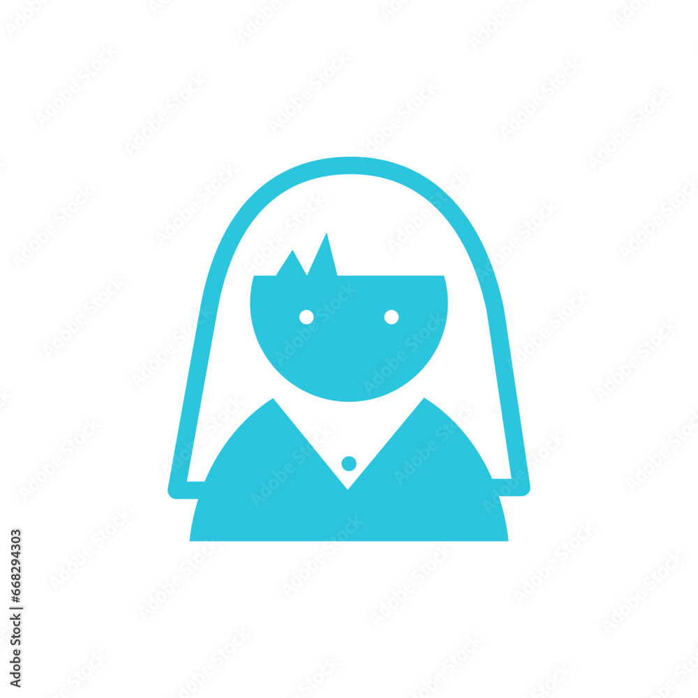 Working personal assistant icon, multitasking worker, symbol, young ...