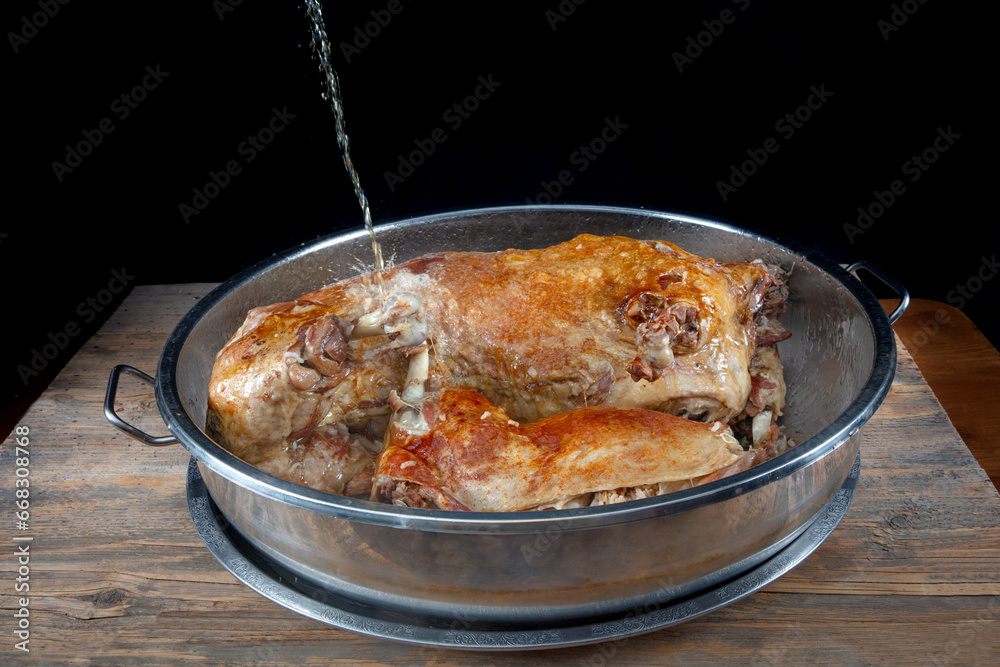 Turkish cuisine Whole lamb for roasting. A whole roasted lamb in a ...