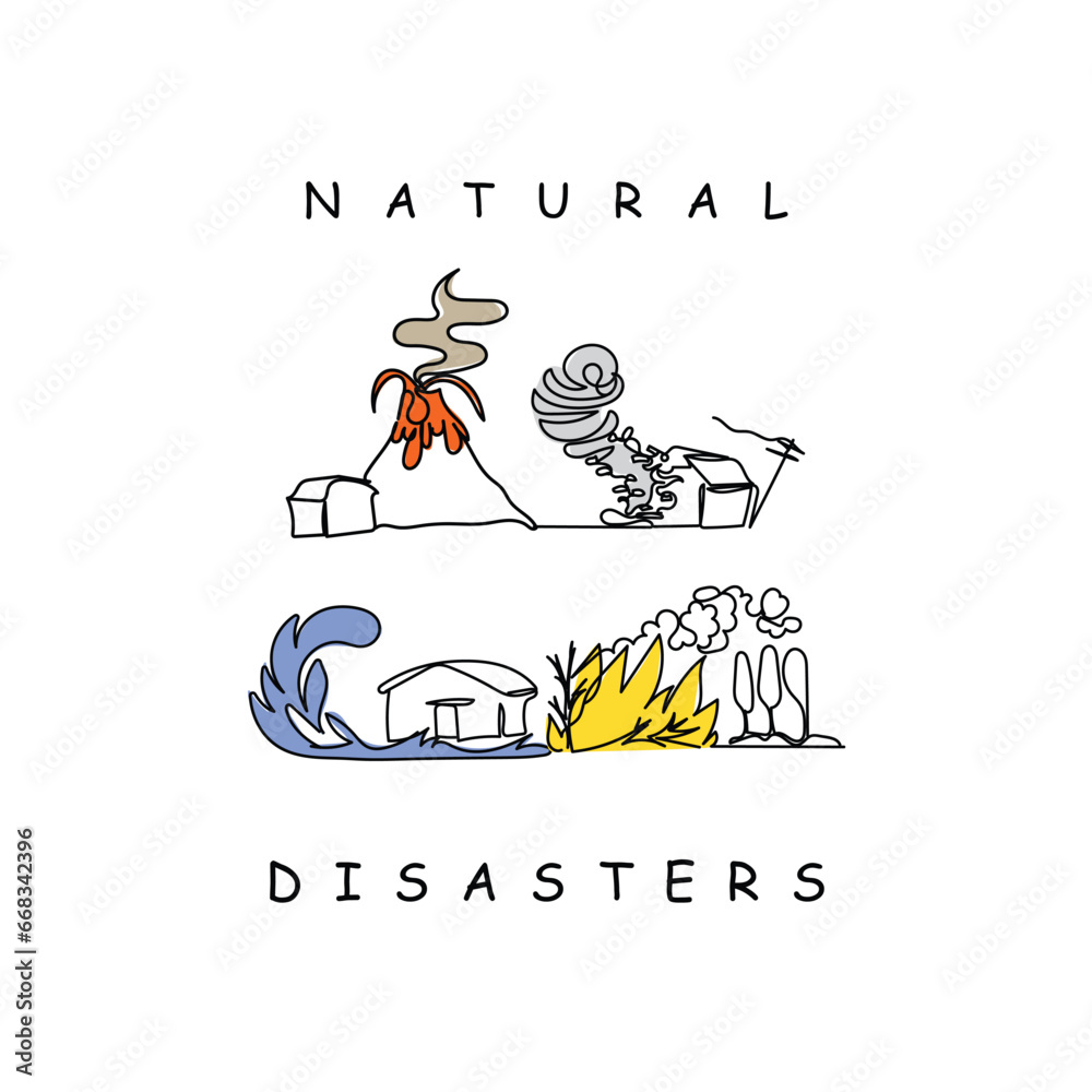 International day of Disaster Risk Reduction line art vector graphic ...
