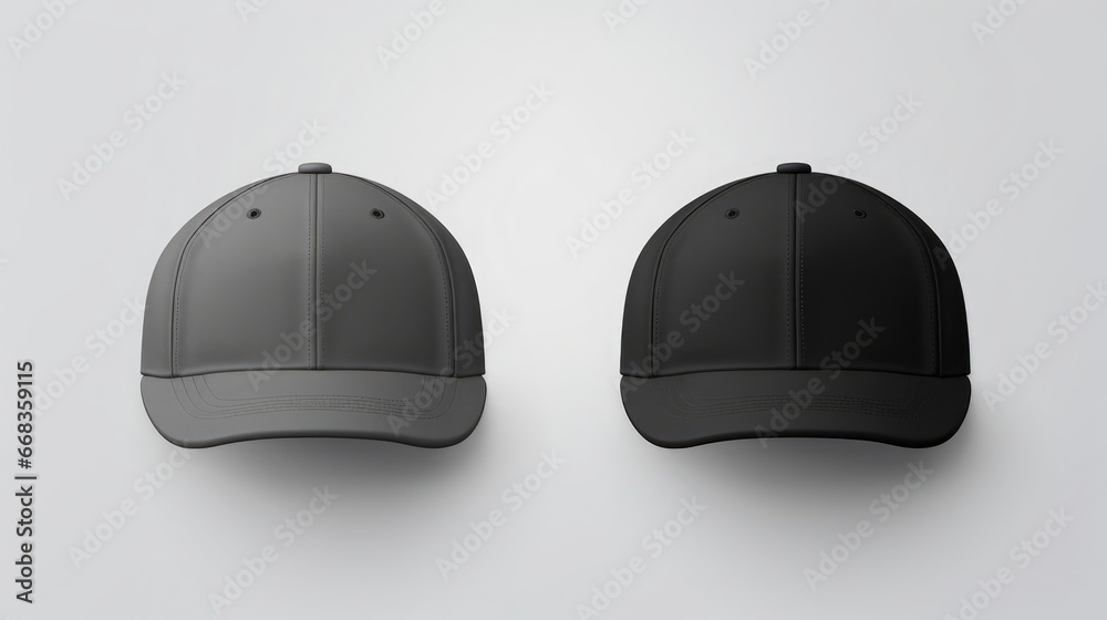 Two caps in different angles on a monochrome background. Mock up ...