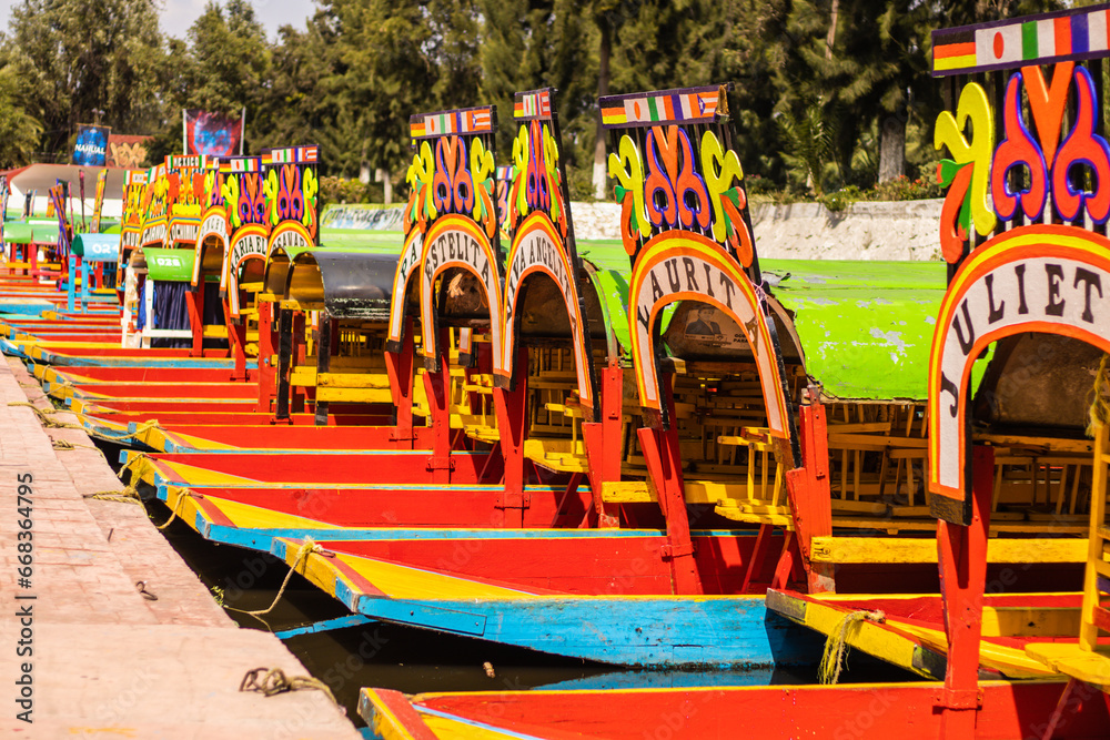 Culture boats at Xochimilco Ecological Park at CDMX. Photo made in ...
