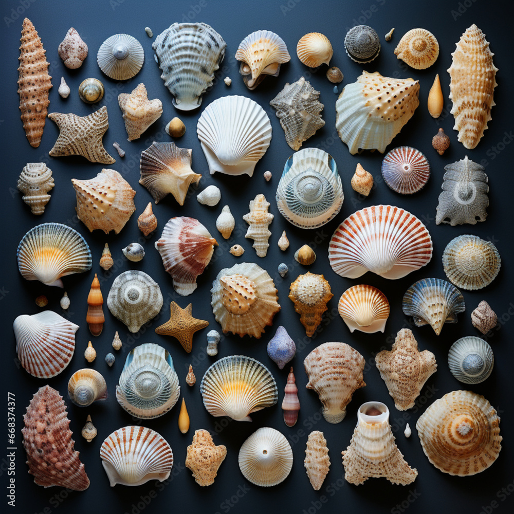 fondo con detalle y textura de multitud de conchas marinas de ...