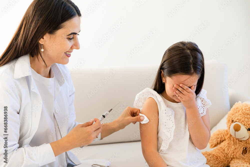 Scared Child's Vaccine Fear at Pediatric Clinic, Continuous Sketch ...