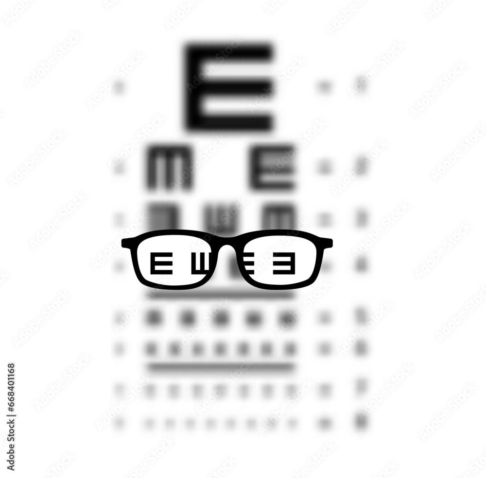 Glasses Optician In E chart Eye test blurred, Vision Of Eyesight ...