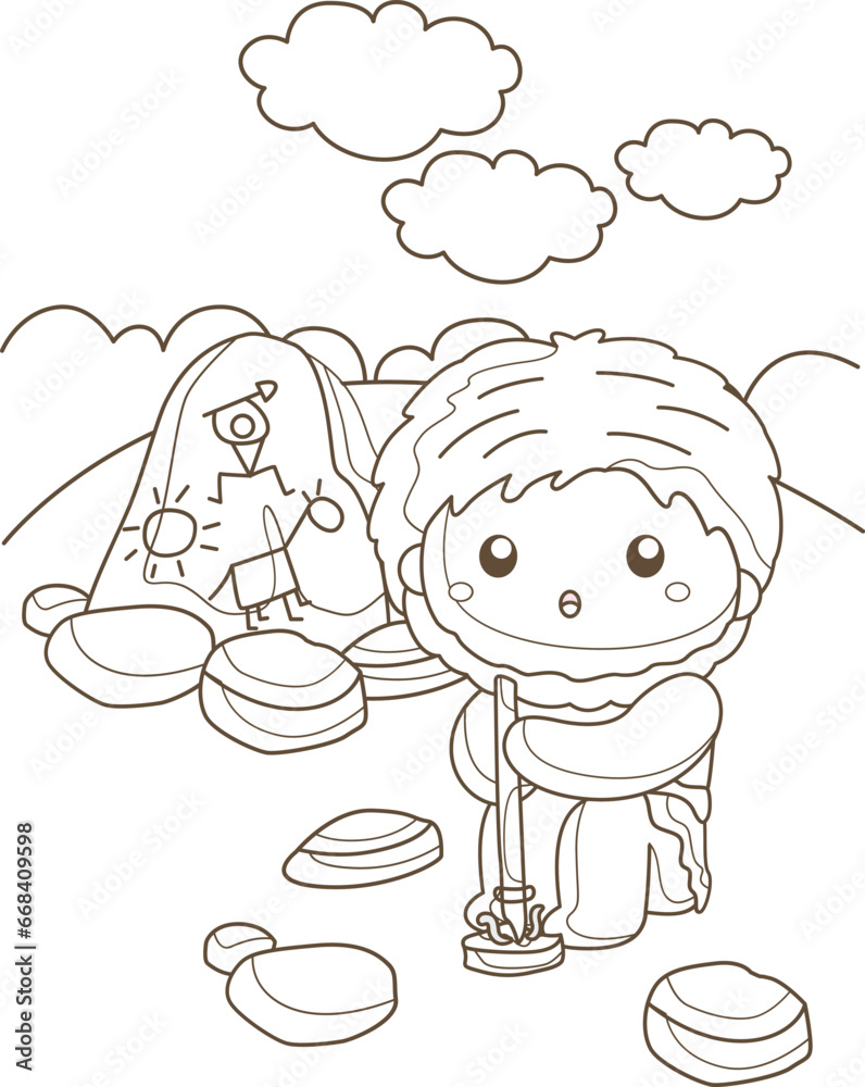 Ancient People Human Life Prehistoric Era Activity Past Cartoon ...