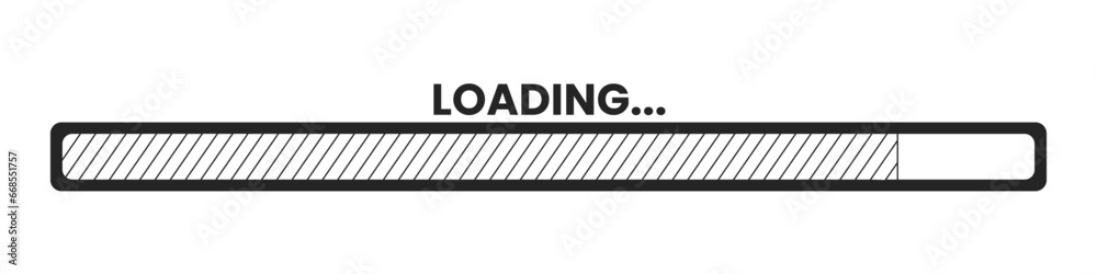 80s retro stripes loading bar black and white 2D line cartoon object ...