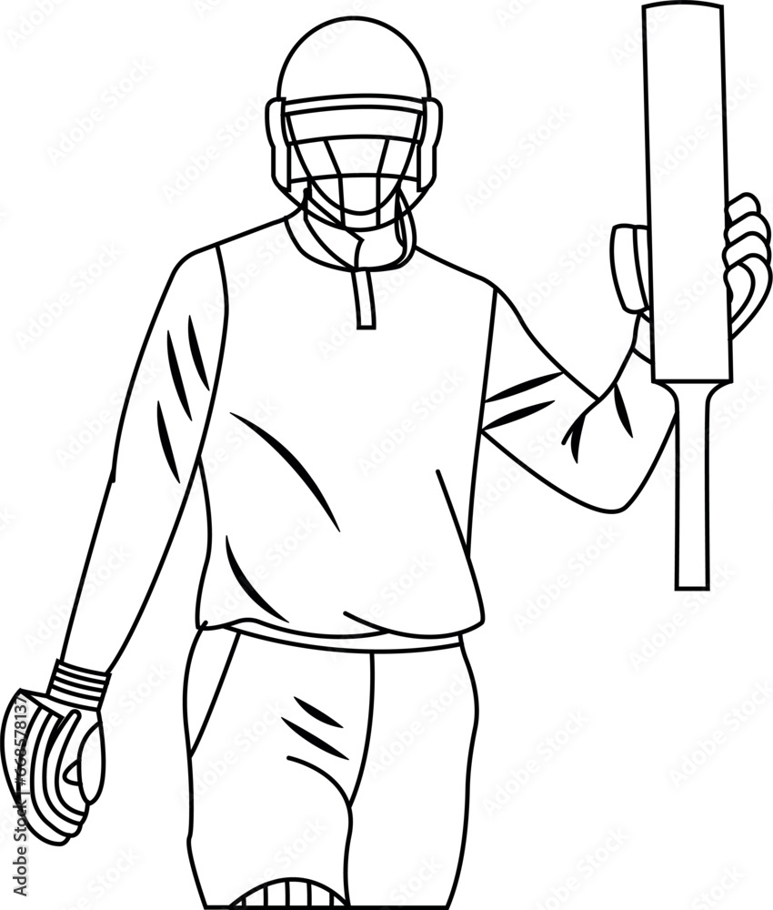 Batsman Outline SVG, Cricket Player Century Outline , Cricket Player ...