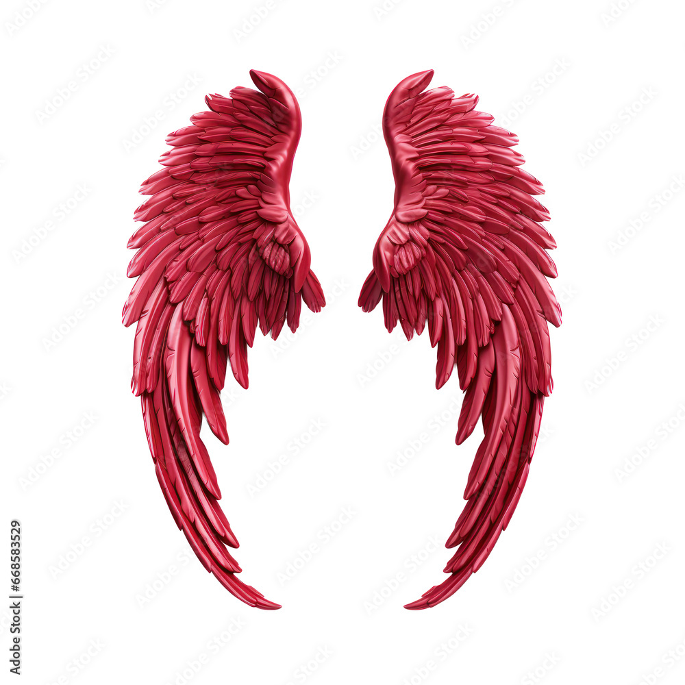 Red angel wings in realistic style isolated on transparent background ...