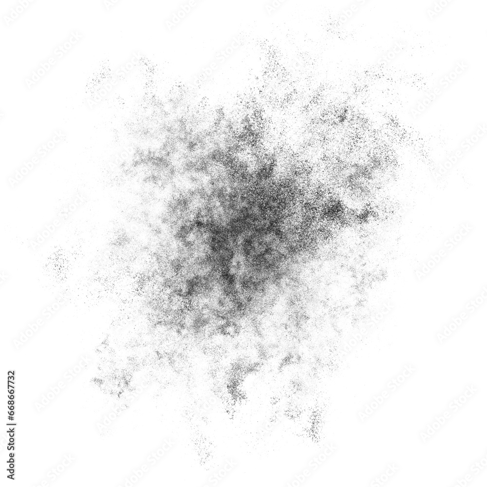 Ilustrace Black color powder explosion isolated on transparent ...