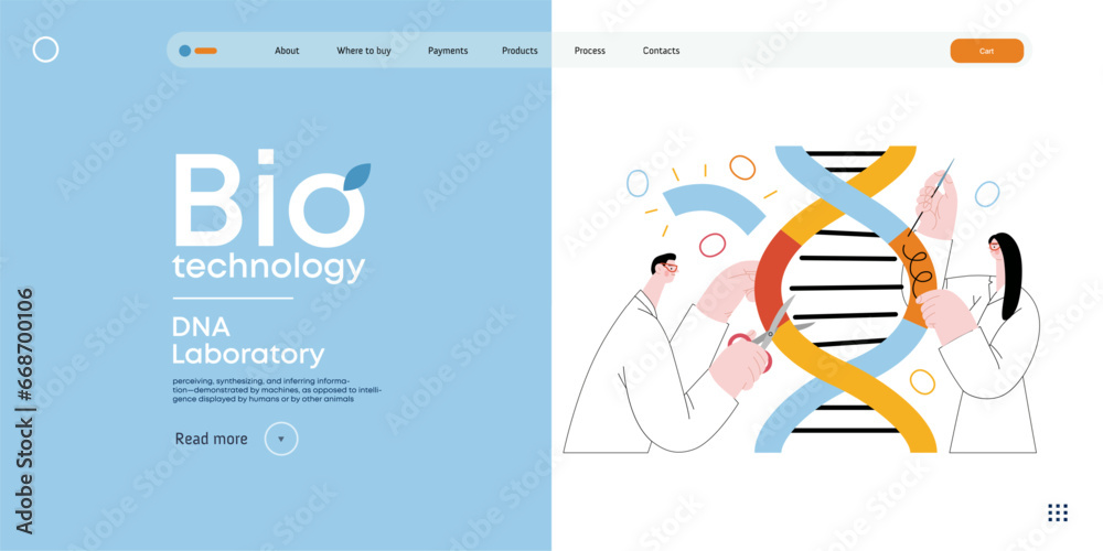 Bio Technology, DNA Laboratory -modern vector concept illustration of ...