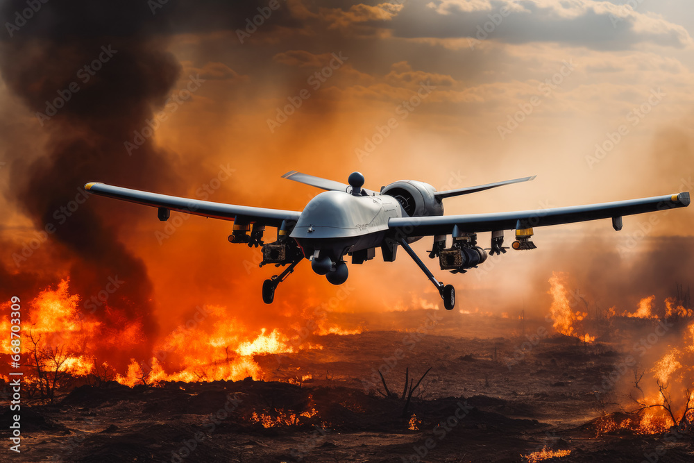 Military drones turned into effective weapons of war. Military fighter ...