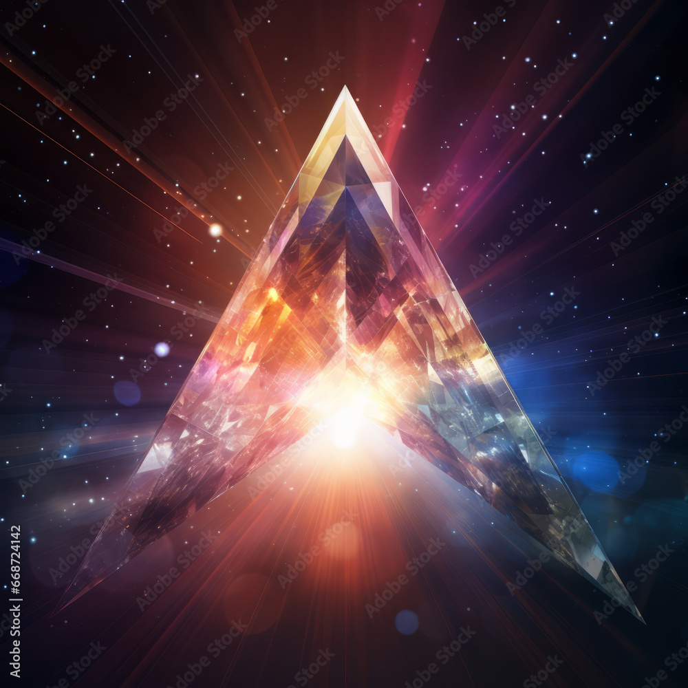 Triangle rainbow prism light effect. Background overlay pattern design ...