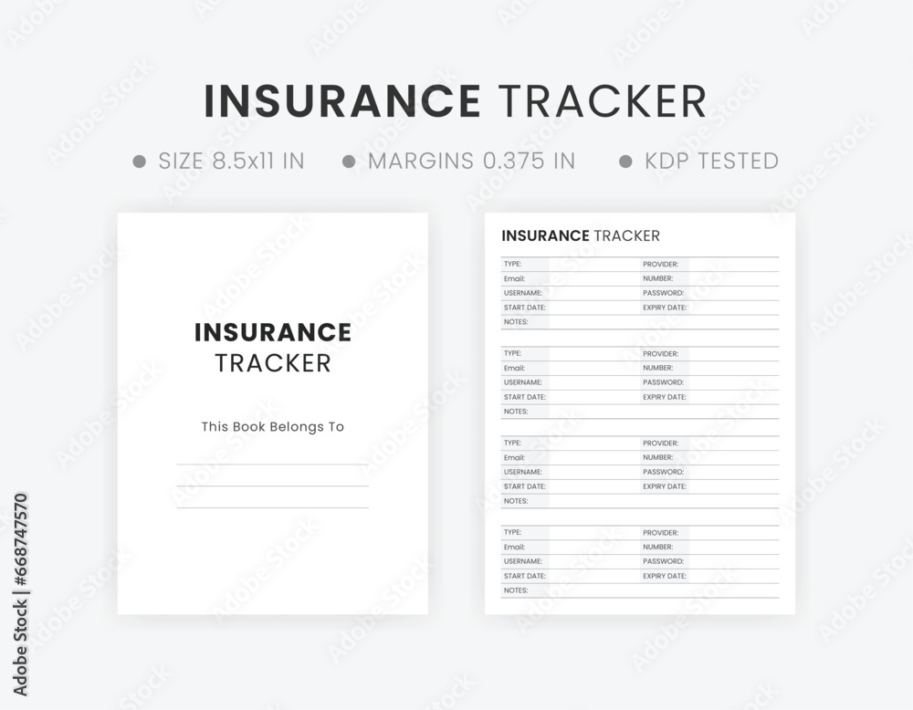 Minimalist Insurance Information Tracker Template Printable Planner ...