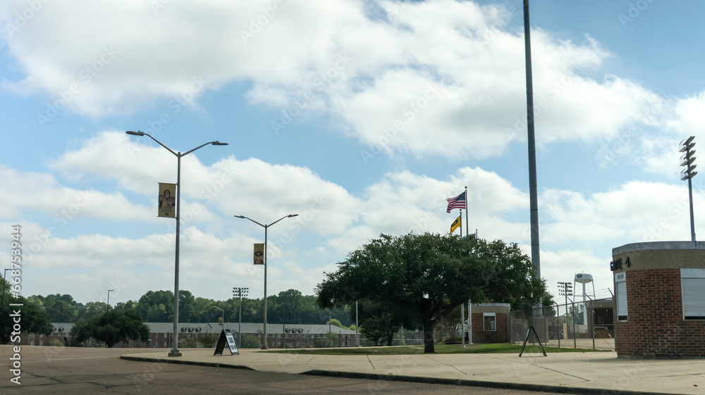 Eddie Robinson stadium at Grambling State University with lush green ...