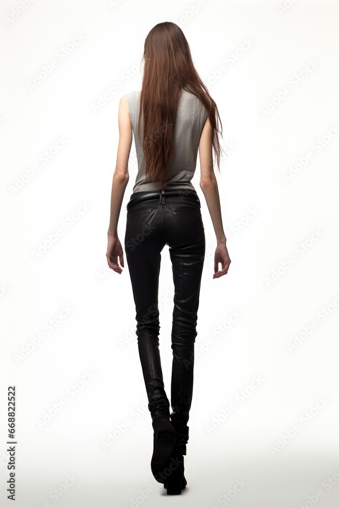 Full view of a teen girl with eating disorders. Skinny, thin, slim ...