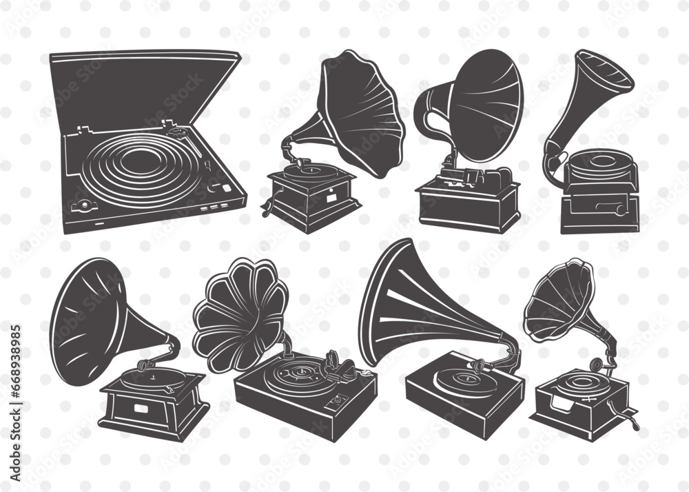 Vector de Stock Phonograph Clipart SVG Cut File | Gramophone Svg ...