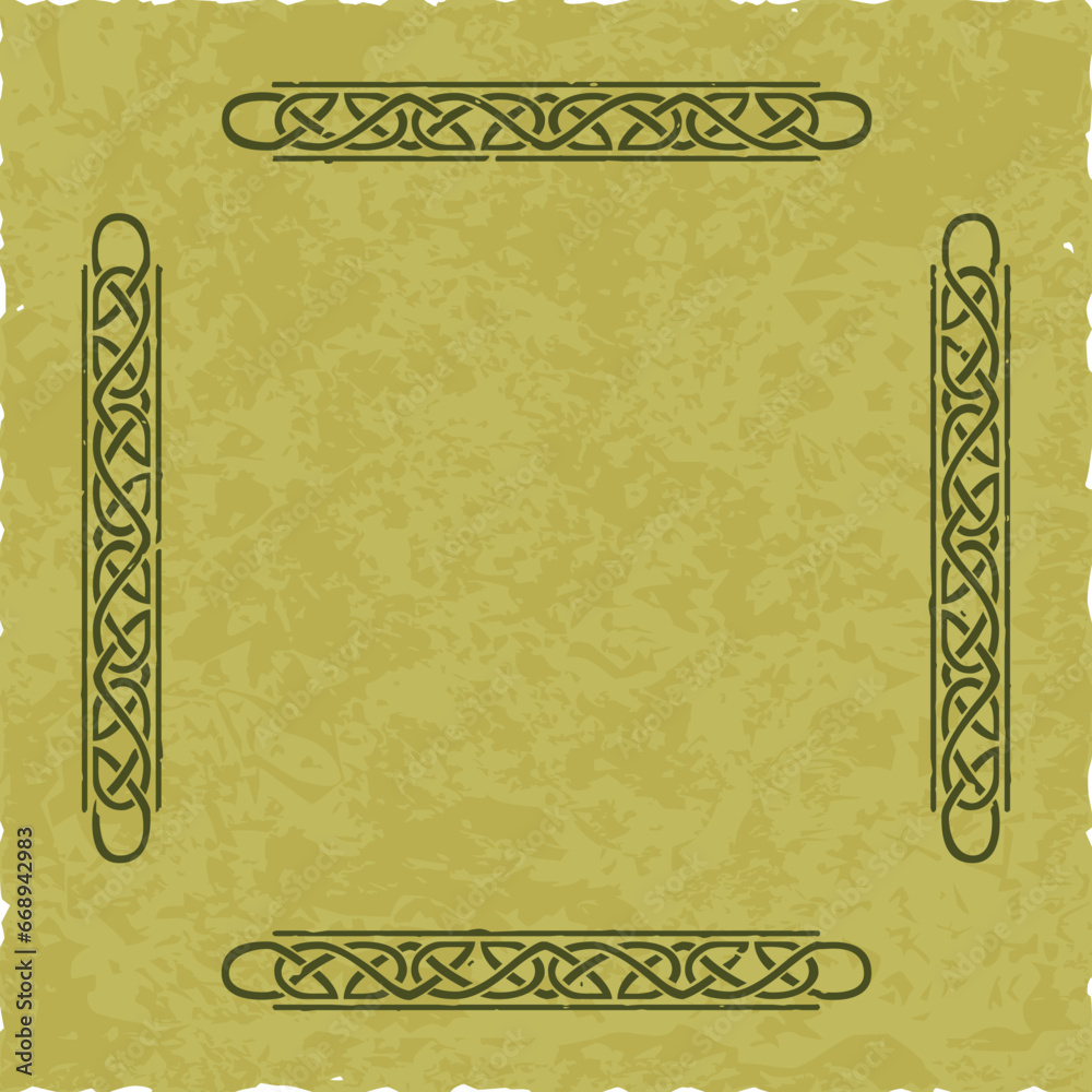 Square Celtic Frame on Green Parchment Stock Vector | Adobe Stock