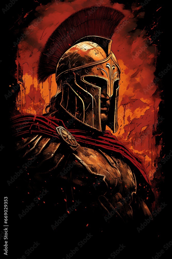spartan warrior fighting at the battle of thermopylae, gritty horror ...