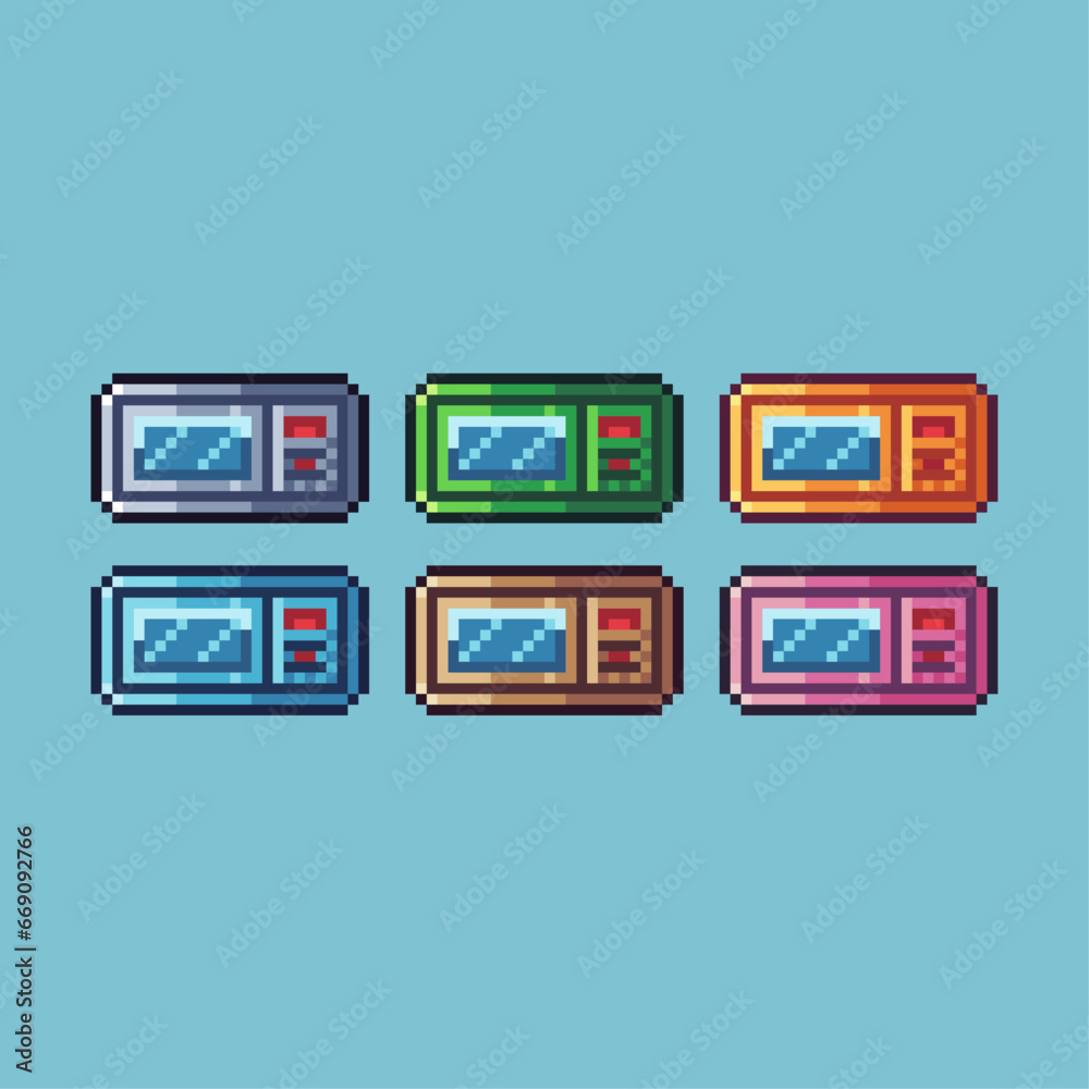 Pixel art sets of oven heater with variation color item asset. Simple ...
