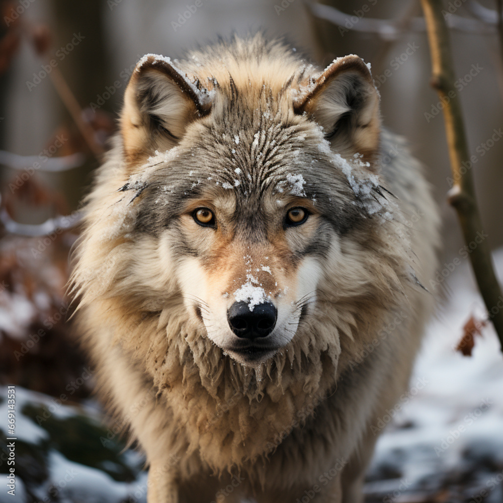 Wolf (Canis lupus) is the largest carnivore of the canine family ...