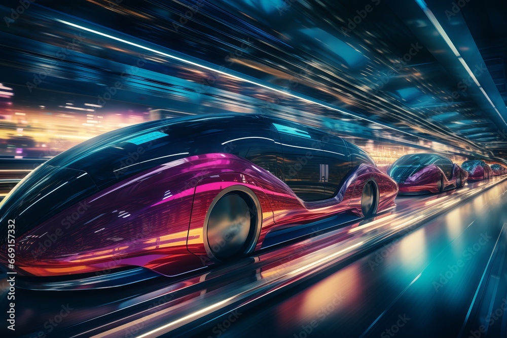 An abstract representation of futuristic transportation modes ...
