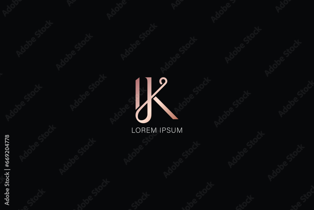 hk letter modern style design creative golden wordmark design ...