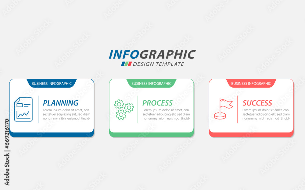 Timeline Creator infographic template. 3 Step timeline journey, calendar Flat simple ...