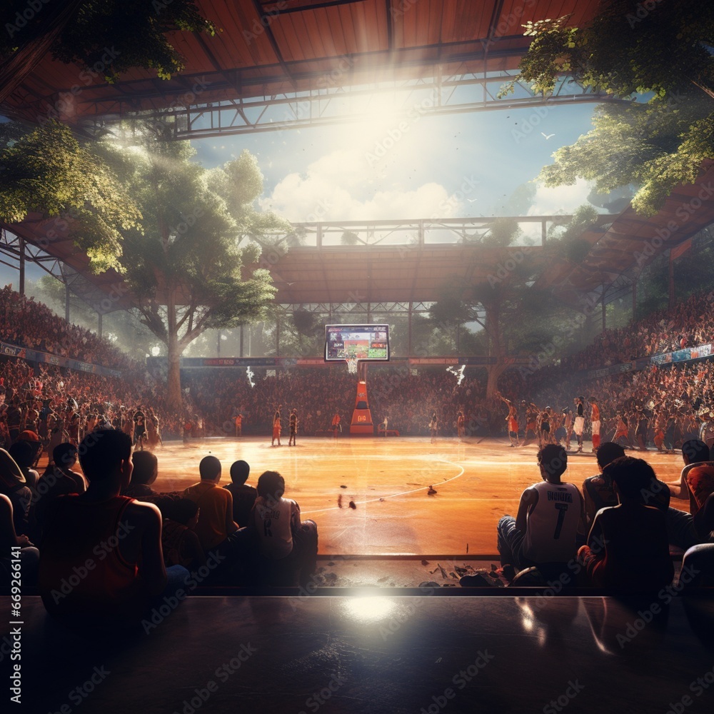 Beautiful showcase a basketball court image captured Ai generated art ...