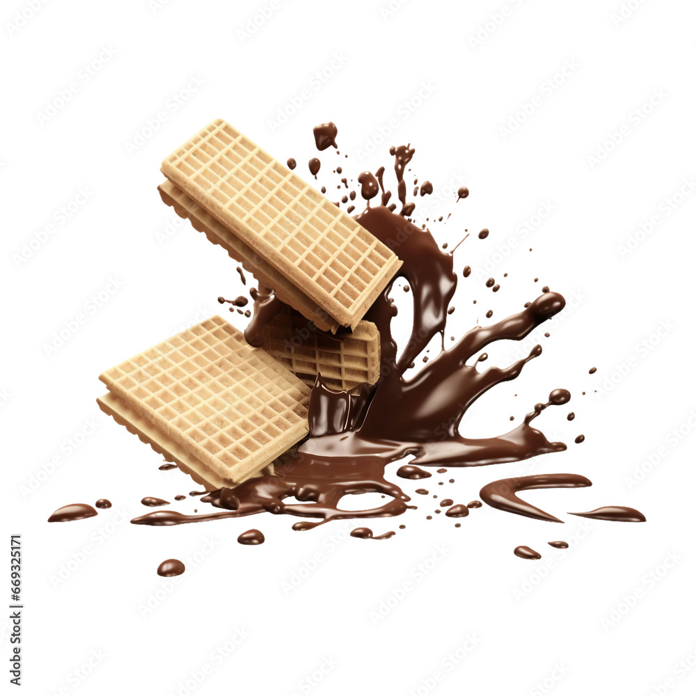 wafer biscuits with a splash of delicious melted chocolate filling ...