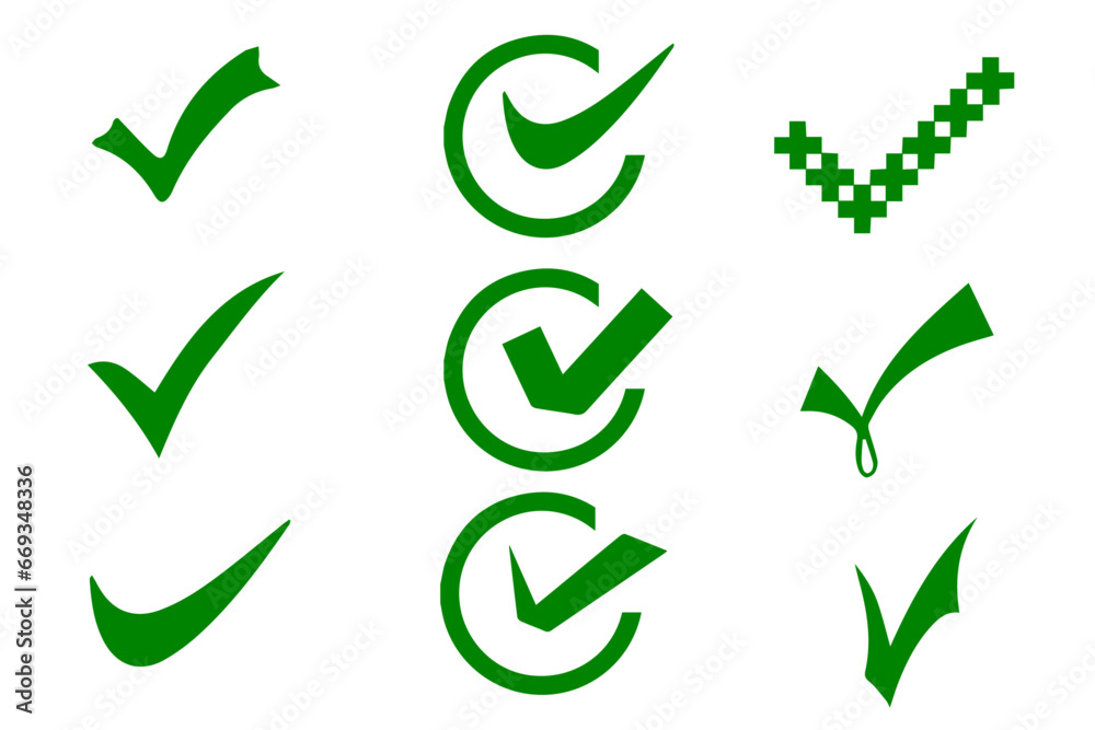 Check mark icon set. Green check mark. Verified badge Tick icon ...