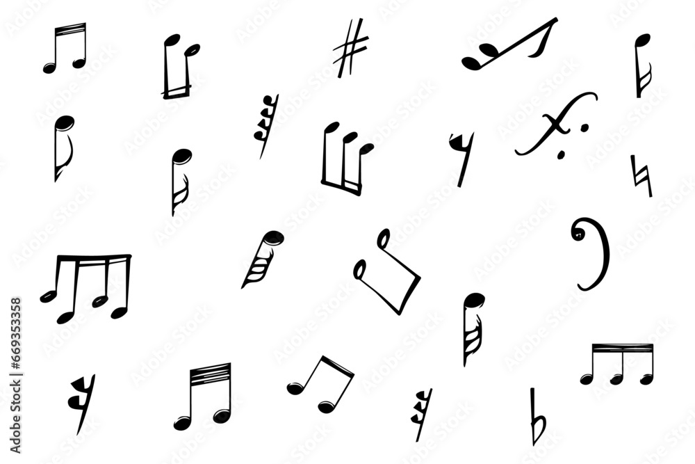 Musical notes set. Music notes icons collection. Musical note. Treble ...