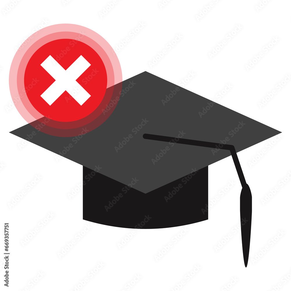 Vector illustration of graduation no approval icon sign and symbol ...