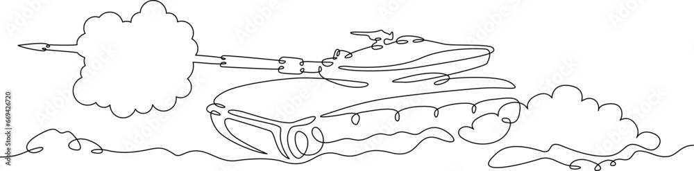 Merkava Israeli combat tank. The tank fires in battle. Israeli army ...