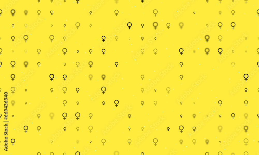 Seamless background pattern of evenly spaced black venus symbols of ...