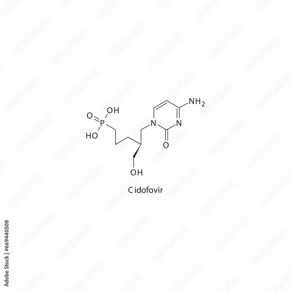 Cidofovir flat skeletal molecular structure Nucleic acid inhibitor ...
