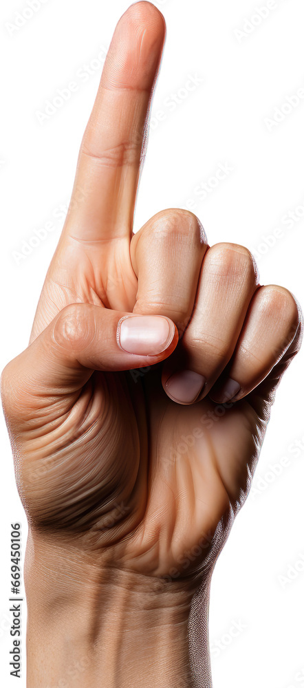 Number one hand gesture isolated on a transparent background Stock ...