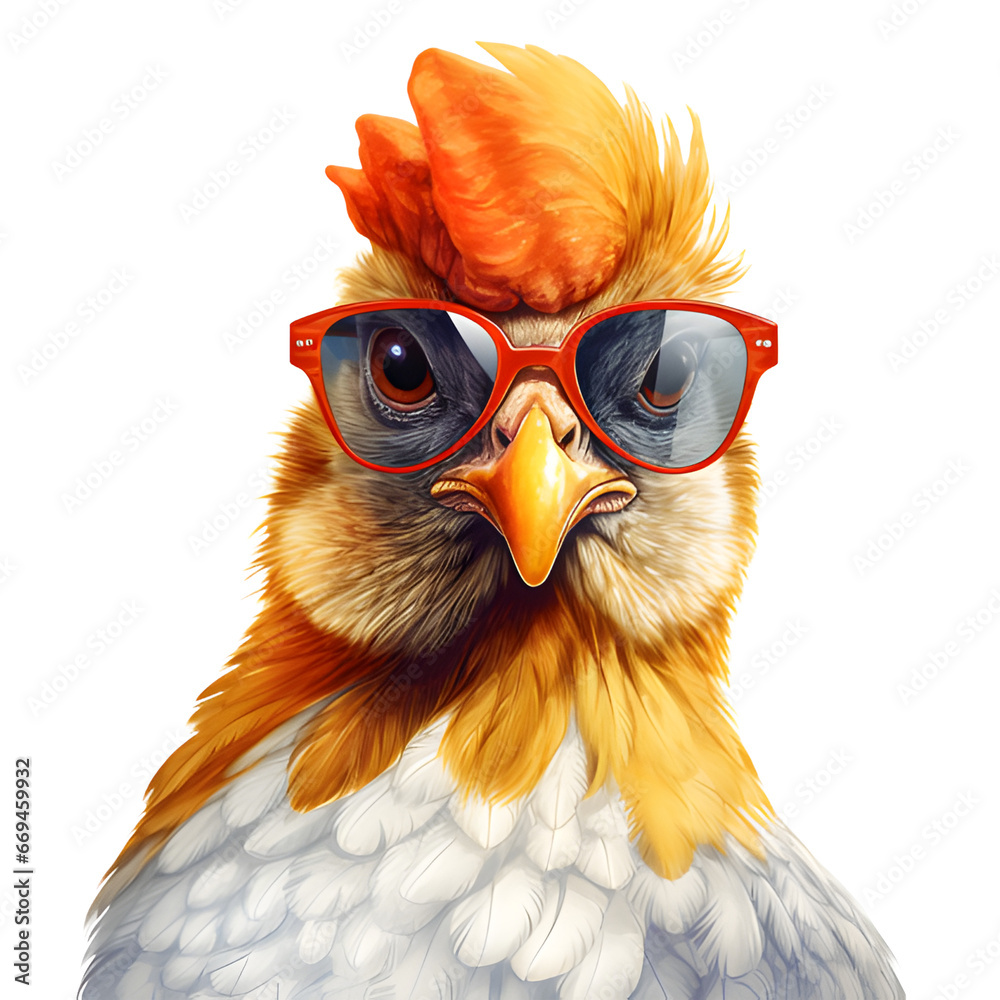 Funny hen PNG, hen with sunglasses isolated on transparent background ...
