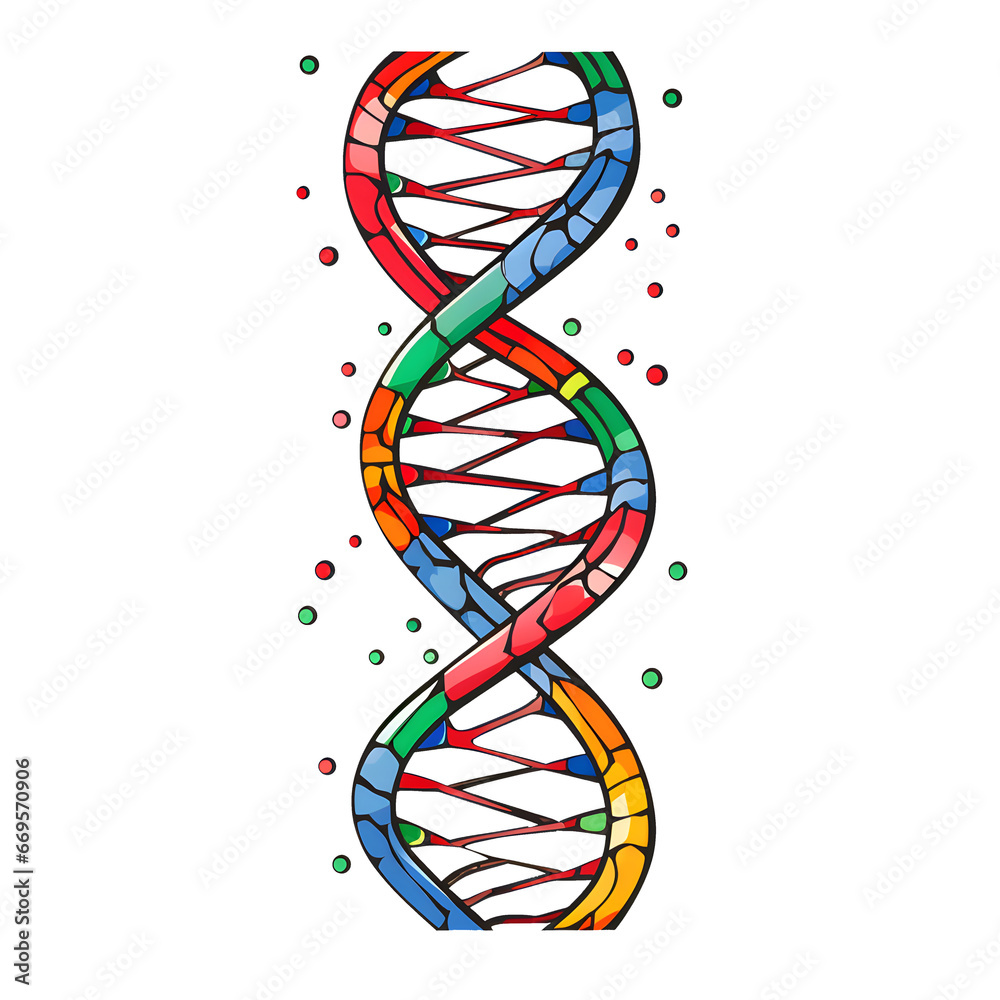 cartoon clipart of DNA strand, transparent background, isolated on ...