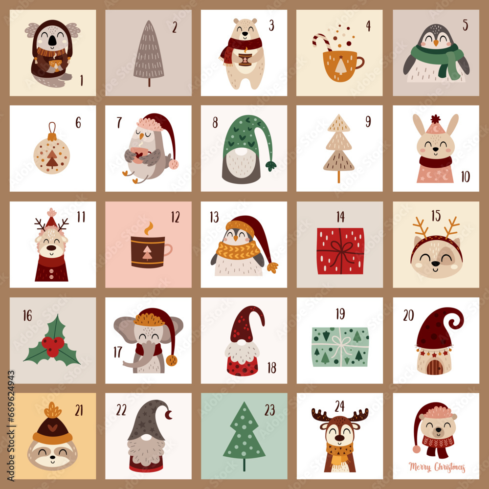 Christmas Advent calendar for kids. Printable advent calendar ...