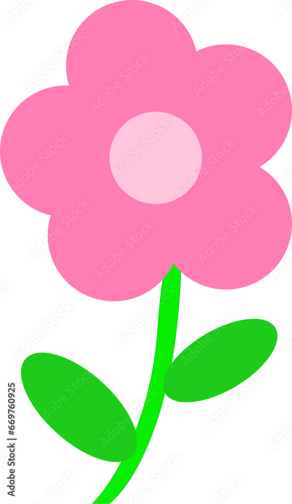 Cartoon illustration of cute pink flowers and stems Stock Vector ...