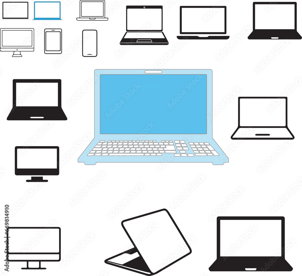 laptop computer icon set,computer, laptop, icon, notebook, business ...