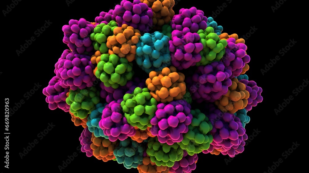 The intricate structure of proteins. The proteins are represented by ...
