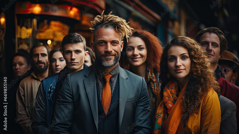 Multi ethnic people of different age looking at camera collage mosaic ...