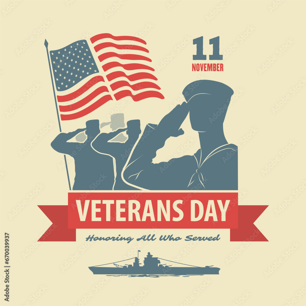 Veterans day poster template. US Navy sailor and US Army soldiers ...