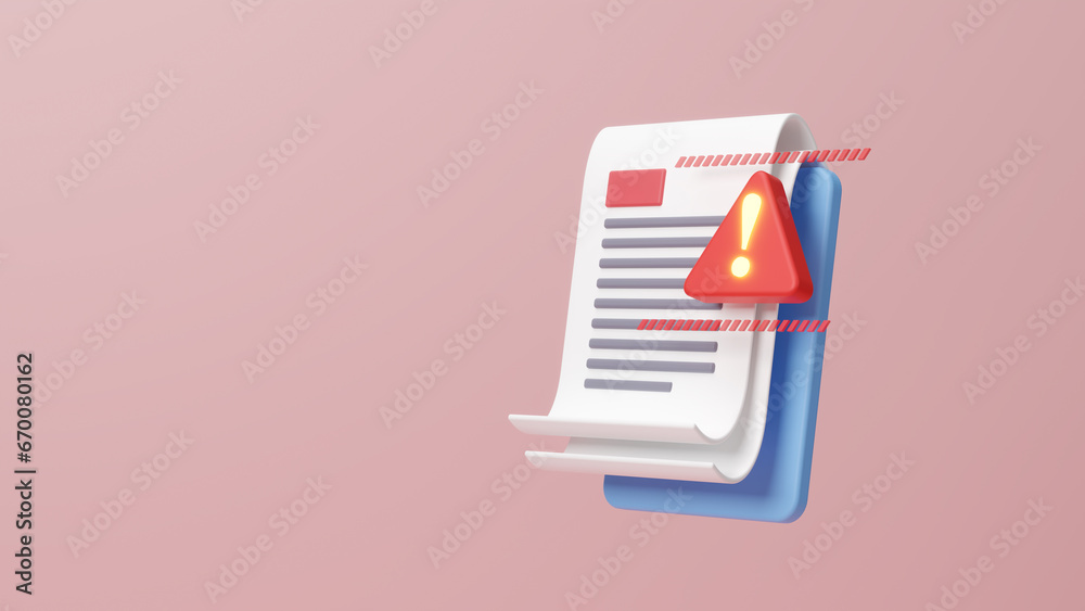 3D document management todo check list with notification stop icon or ...