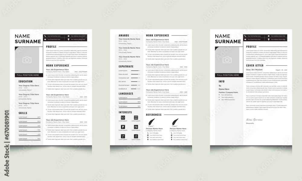 Job Winning Resume Design Template with Cover Letter Stock Vector ...