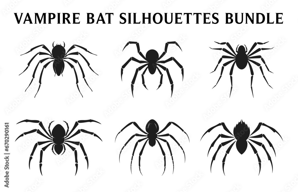 Spider silhouettes vector Clipart set, Scary spider black silhouette ...