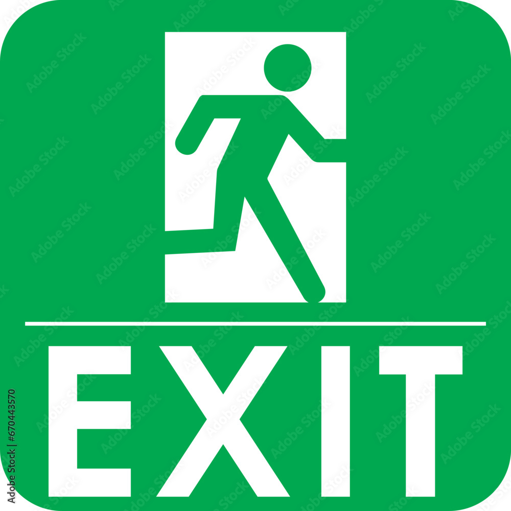 emergency exit door signage, vector illustration. template ready to ...