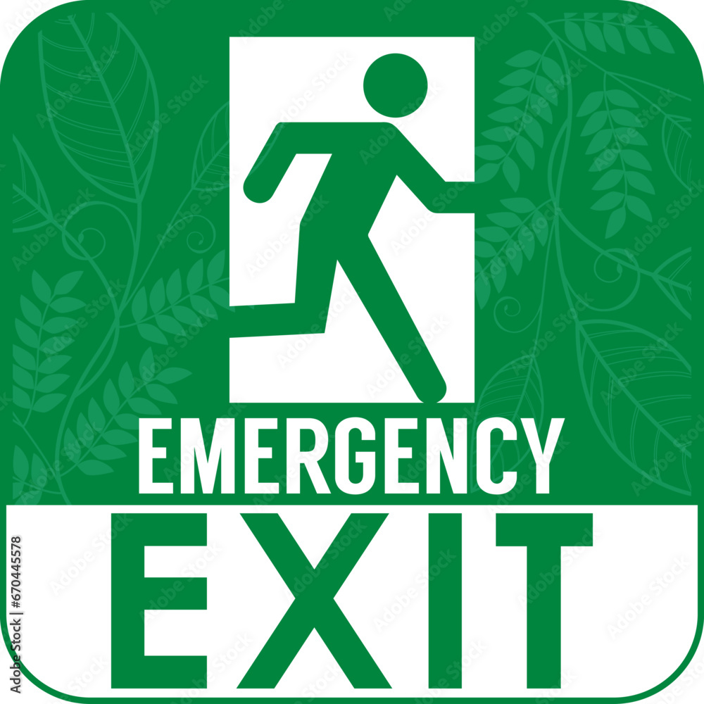 emergency exit door signage, vector illustration. template ready to ...